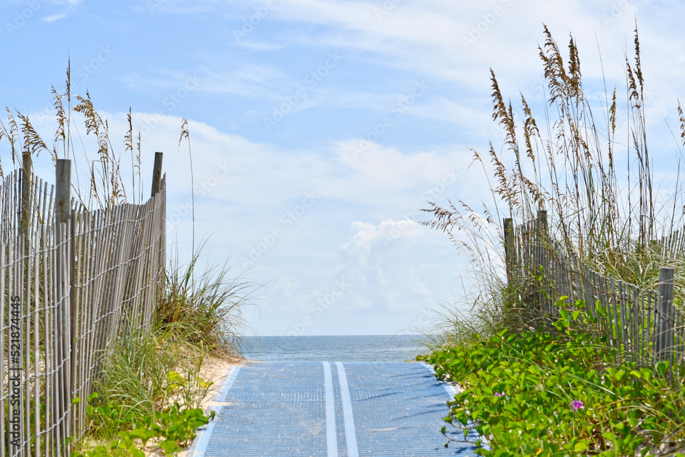 Handicap accessible beach path over dune in Palm Coast, Florida between ...