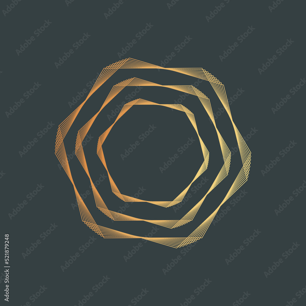 Gold geometric shapes. Golden decorative design elements isolated on ...