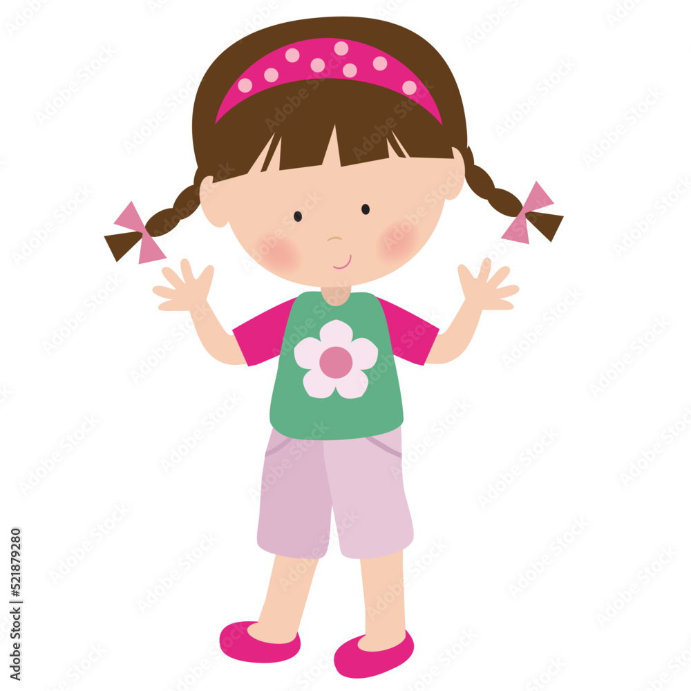 Cute little girl vector cartoon illustration Stock Vector | Adobe Stock Cute little girl vector cartoon illustration Stock Vector | Adobe Stock