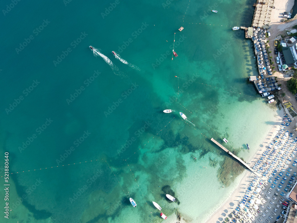 beach in Ksamil, a seaside village in southern Albania and part of the ...