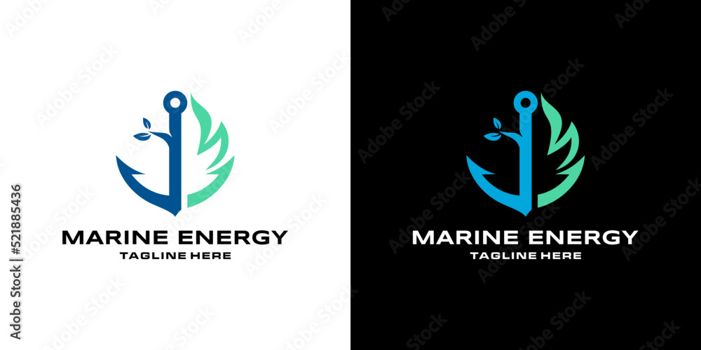 Vetor de Marine Energy Logo. Anchor and Blue Fire do Stock | Adobe Stock