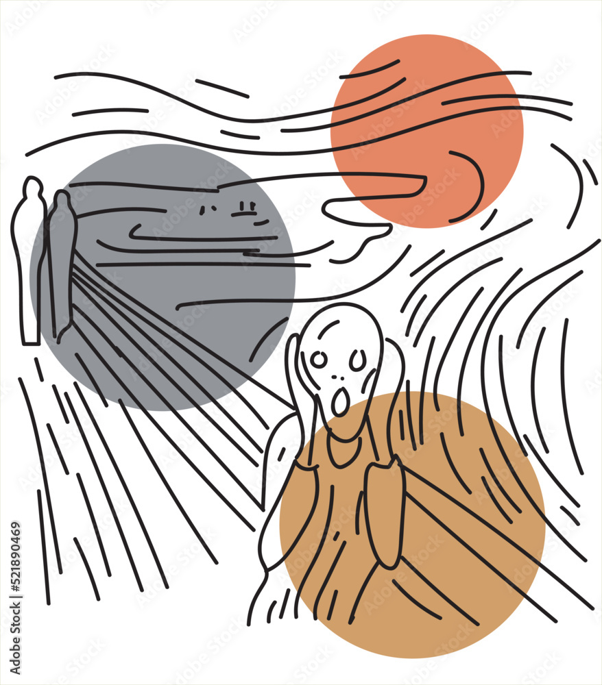 Scream. Edward Munch inspired. Abstract art, flat vector painting ...