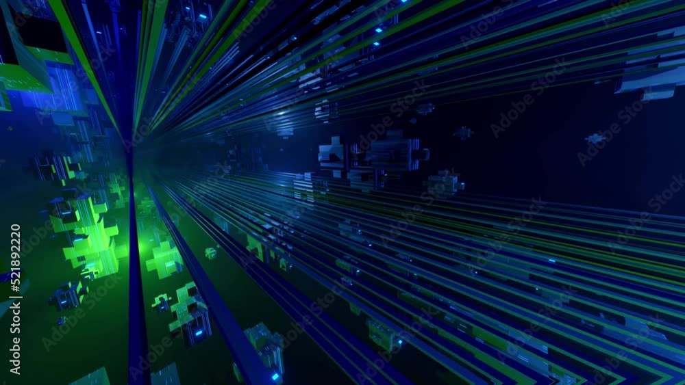 Stockvideo flight through hi-tech technology tunnel with camera shake ...