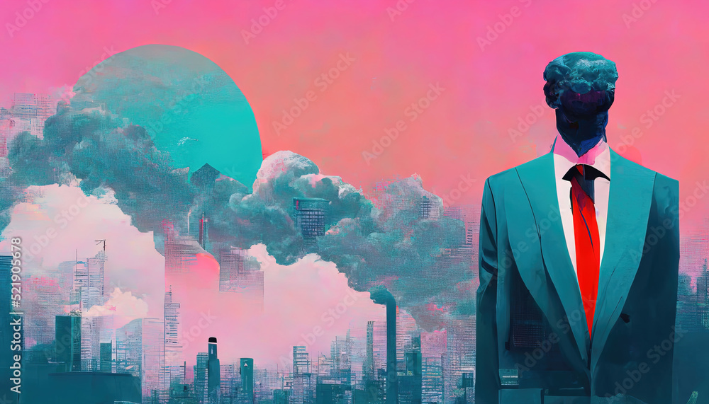 Business man, fossil fuels, climate change Stock Illustration | Adobe Stock