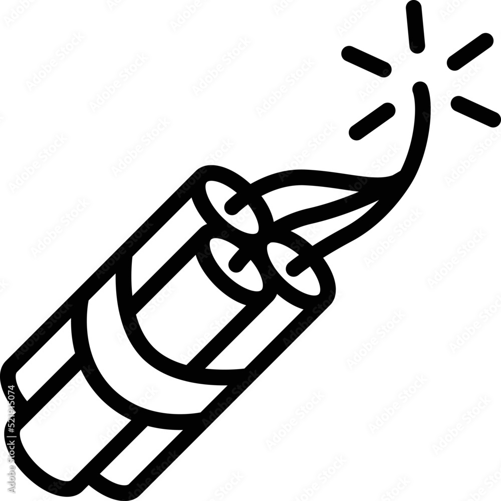 Pack of dynamite with lit fuse line art vector icon for games and ...