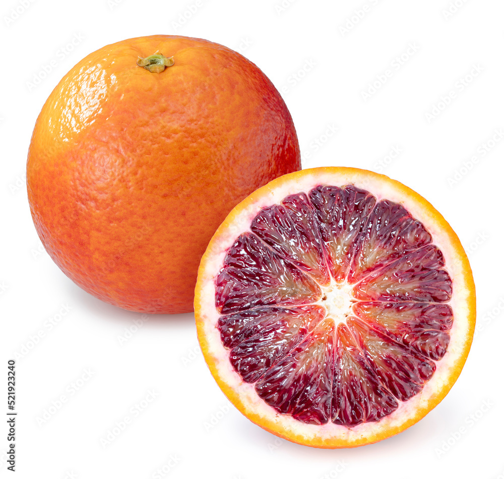 Red Blood orange isolated on white background, Fresh Blood orange on ...