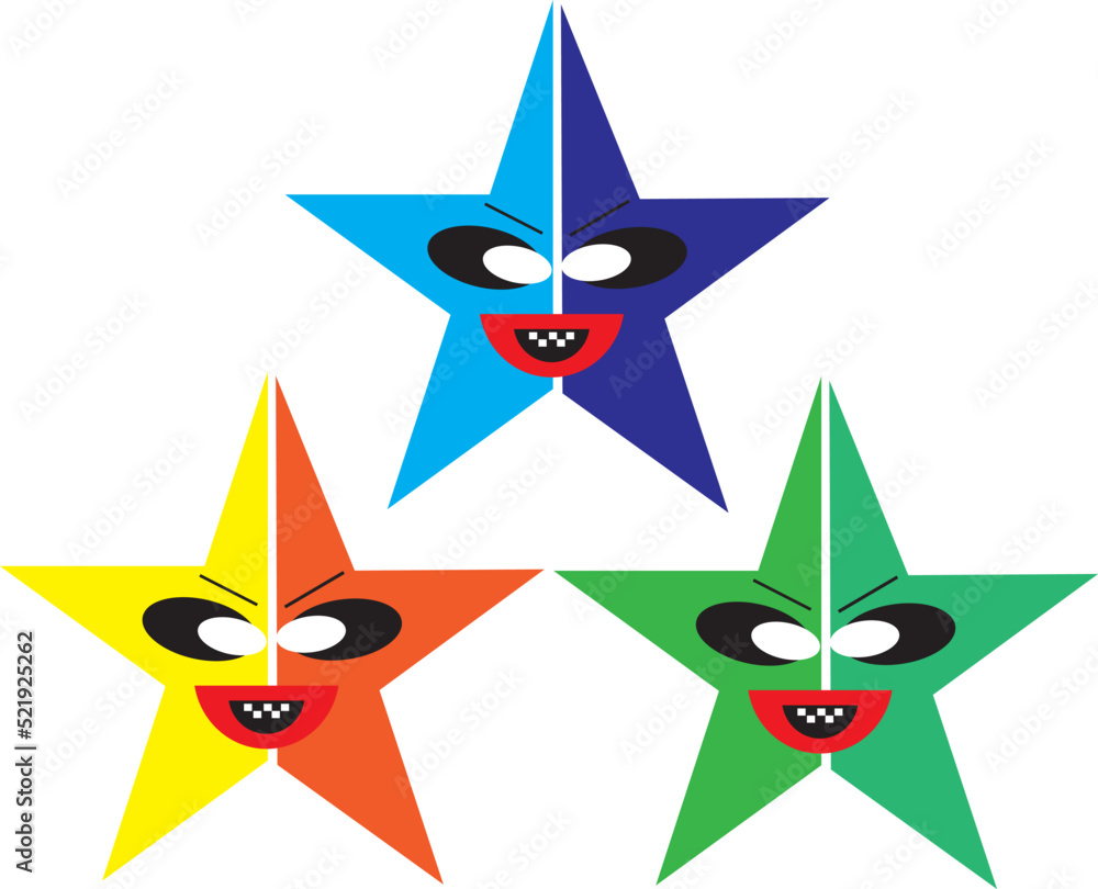 Cute and cute character star icon.For Star character. Golden funny ...