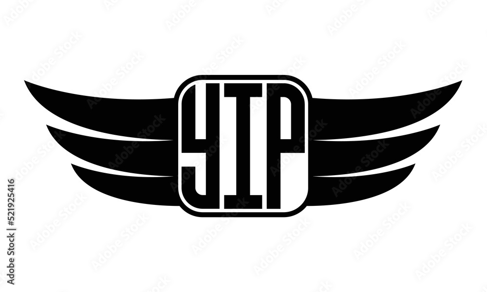 YIP three-letter Wing black and white logo design. Vector template ...