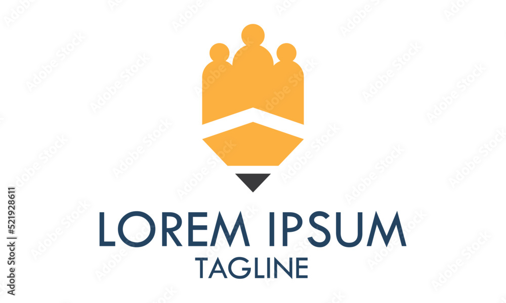 Orange Color Education Smart Student People Pen Logo Design Stock ...