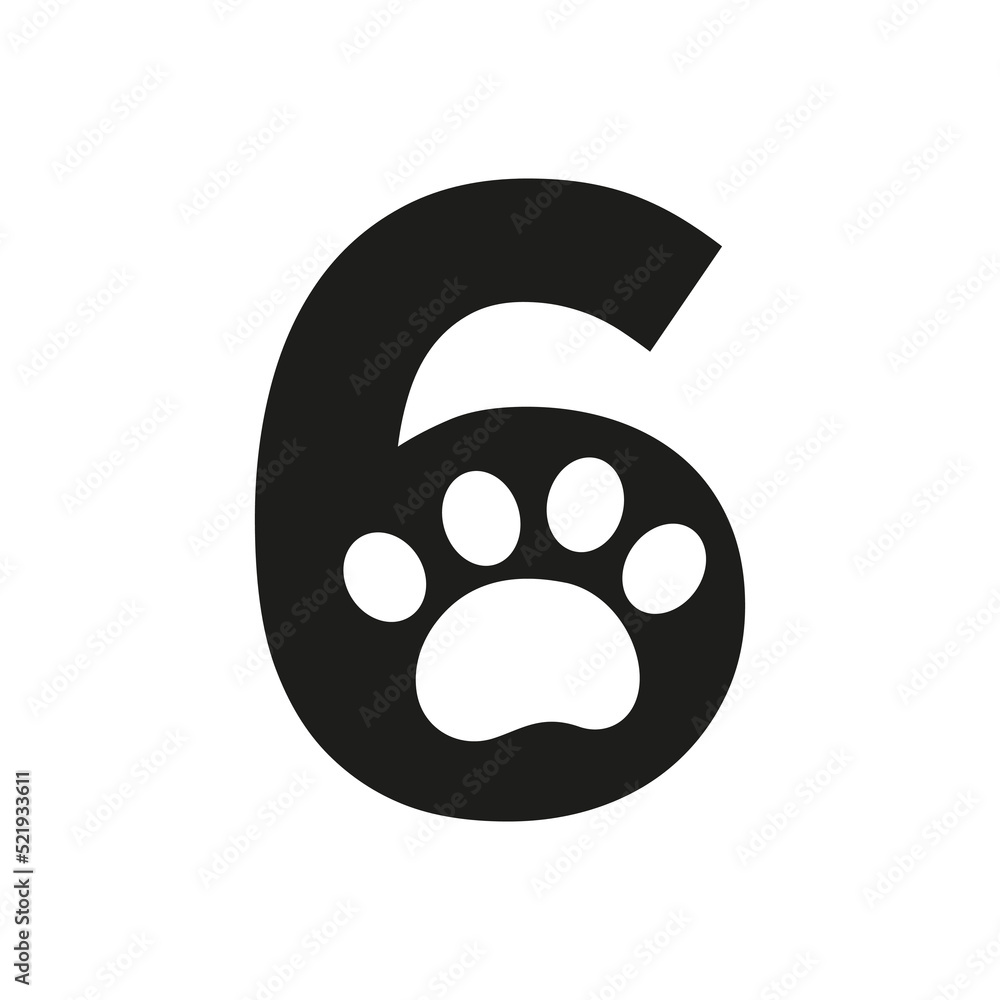 Letter 6 Pet Care Logo, Dog Logo Design Vector Sign and Symbol Template ...