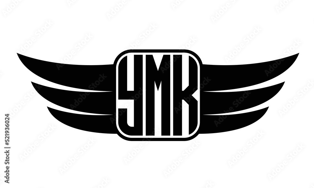 YMK three-letter Wing black and white logo design. Vector template ...