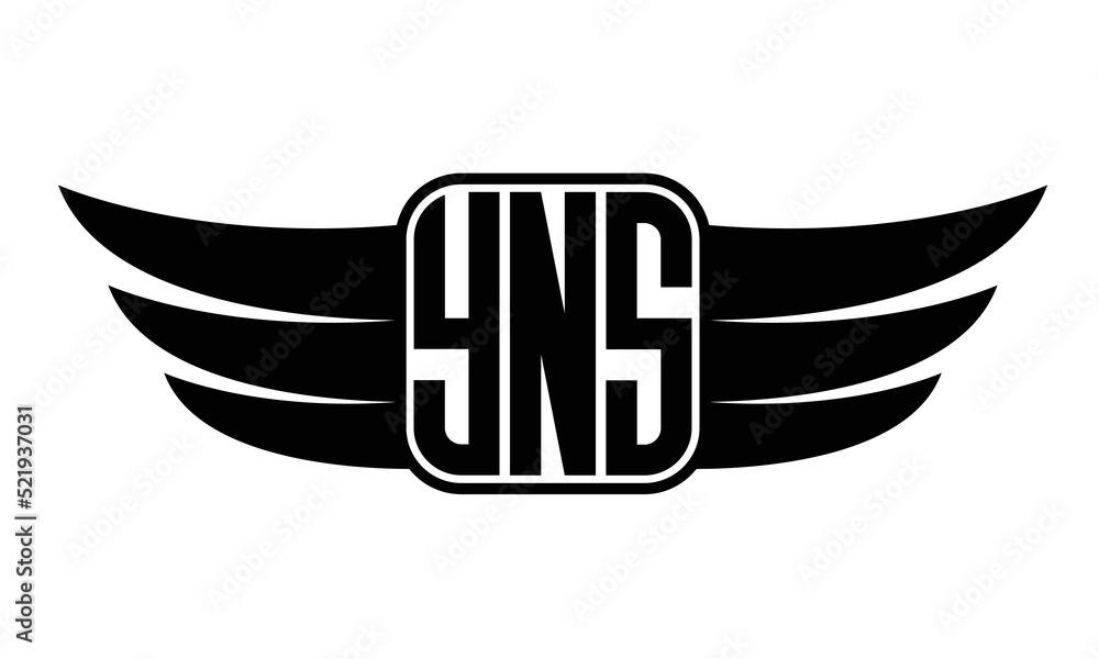 YNS three-letter Wing black and white logo design. Vector template ...
