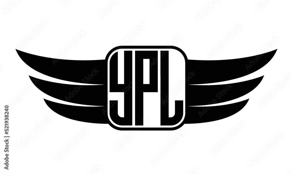 YPL three-letter Wing black and white logo design. Vector template ...
