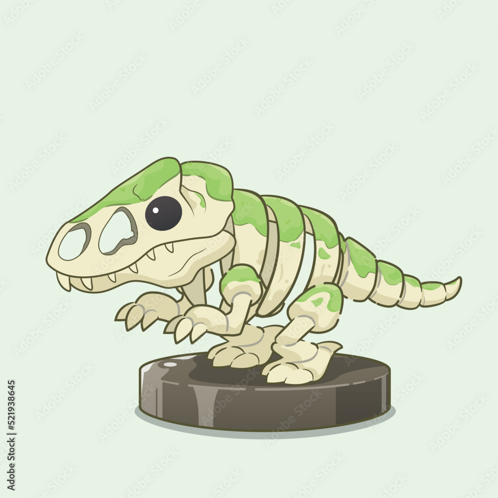 Cartoon T-rex dinosaur fossil. Prehistoric predator - Tyrannosaurus Rex ...