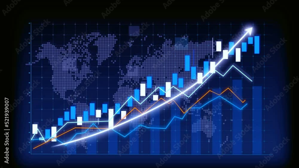 Business growth concept in allusive graph chart showing marketing sales ...