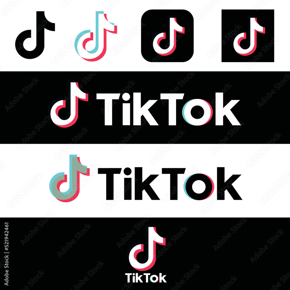 Tik tok logos on white and black alpha transparent background Stock ...
