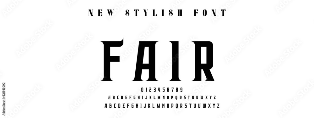 FAIR Abstract thin bold font alphabet. Minimal modern fonts and numbers ...