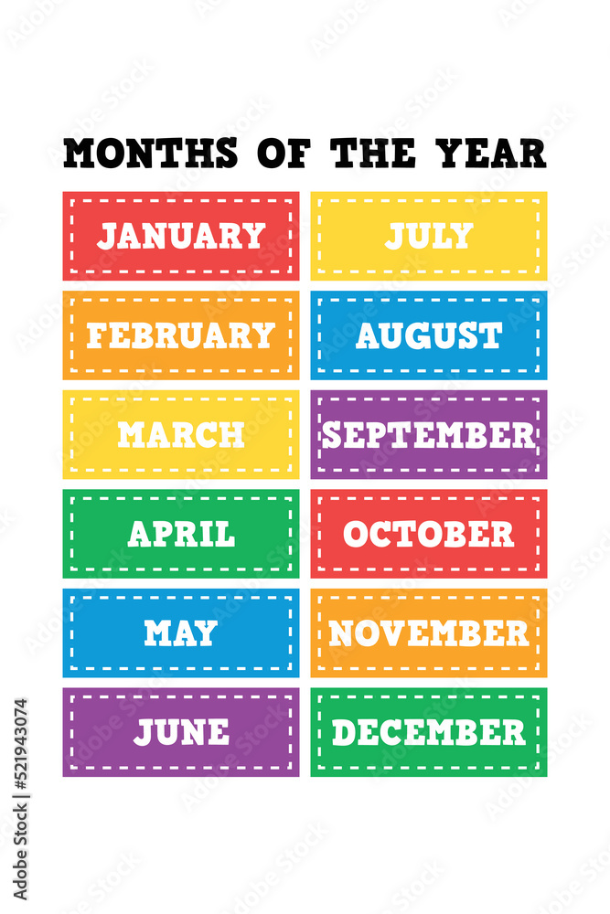 Vetor de Months of The Year Educational Wall Art Poster, Classroom ...