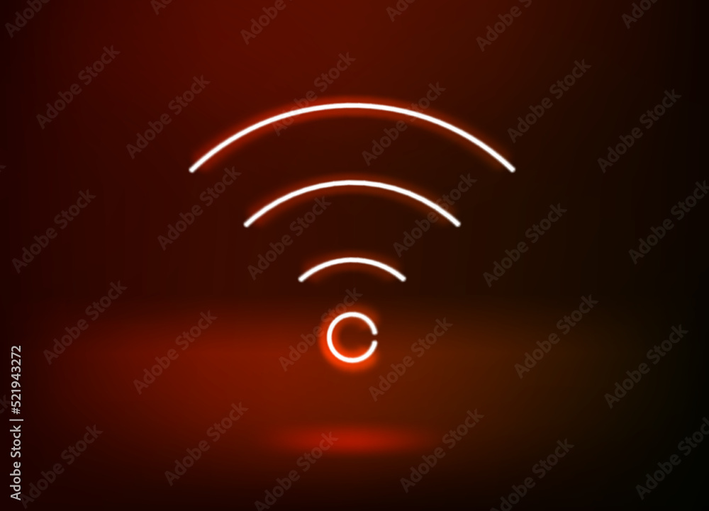 Neon glowing wifi icon. 3d vector illustration Stock Vector | Adobe Stock