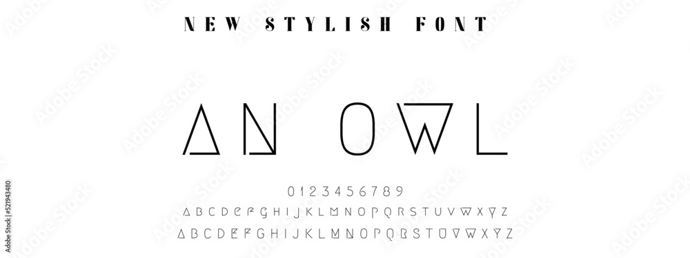 AN OWL Abstract thin line font alphabet. Minimal modern fonts and ...