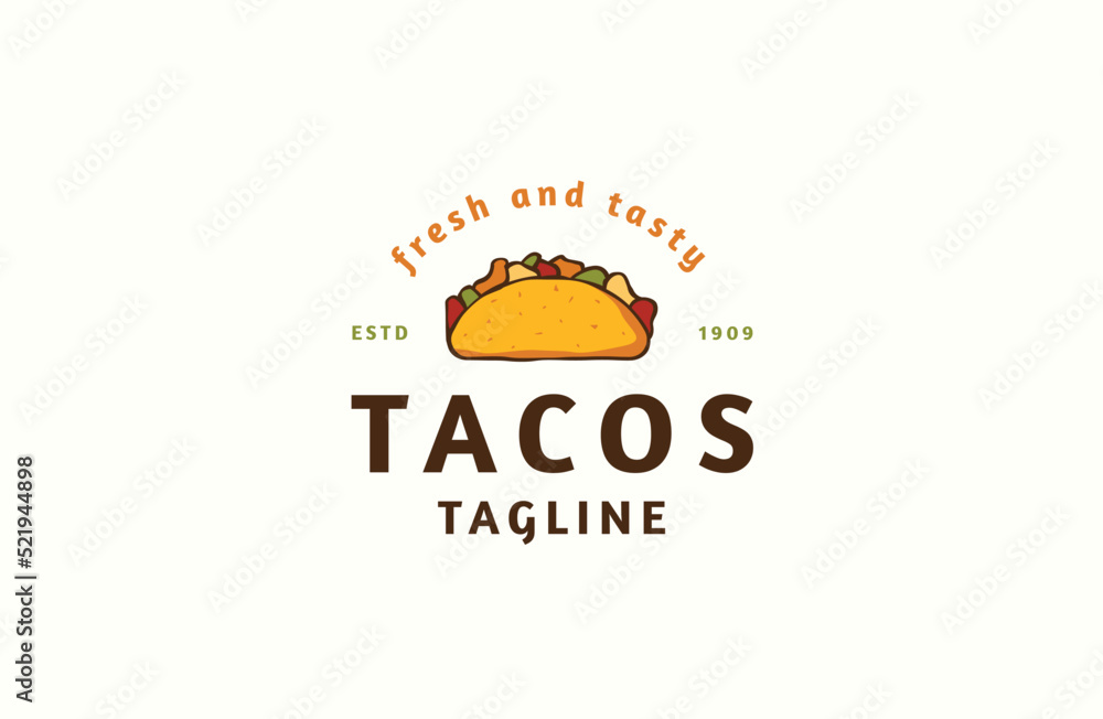 Tacos food logo icon design template flat vector illustration Stock ...