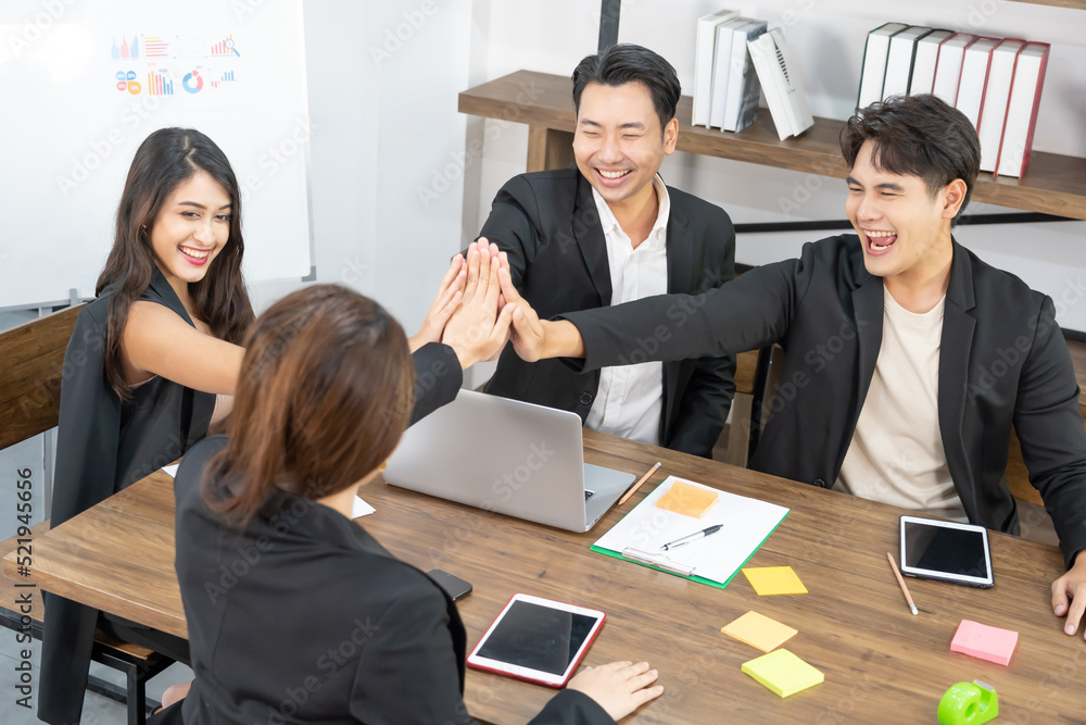 Teamwork friendship group brainstorming togetherness. Business people ...