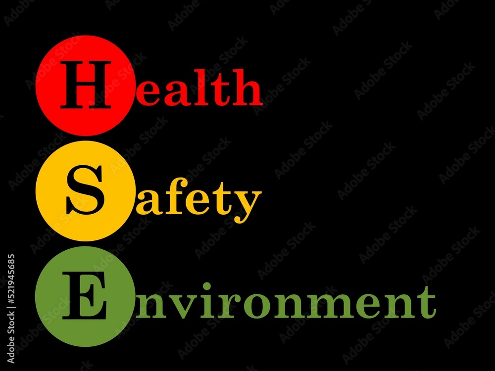 HSE (Health, Safety and Environment) illustration concept in black ...