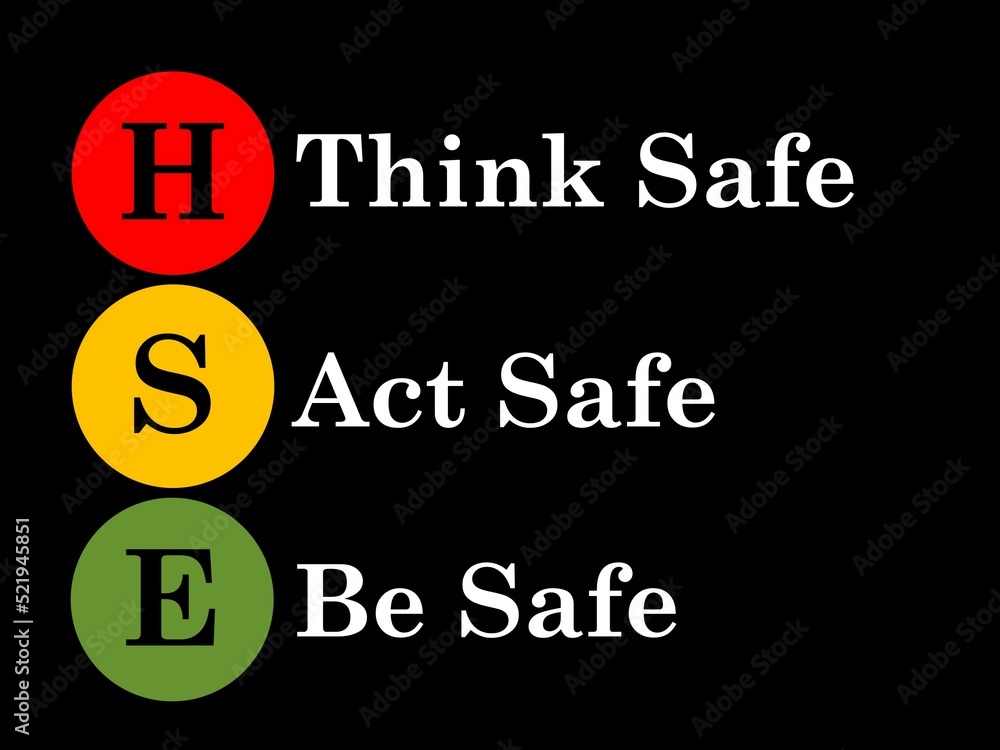 HSE (Health, Safety and Environment) illustration concept in black ...