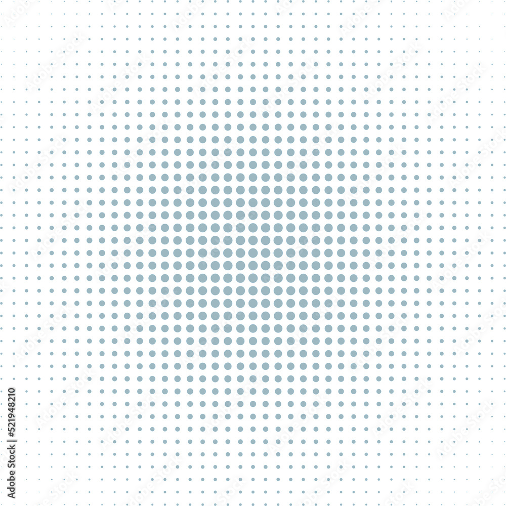 Blob of retro halftone effect, pattern. Gradient, dotted shape. Blue dots, spots texture ...