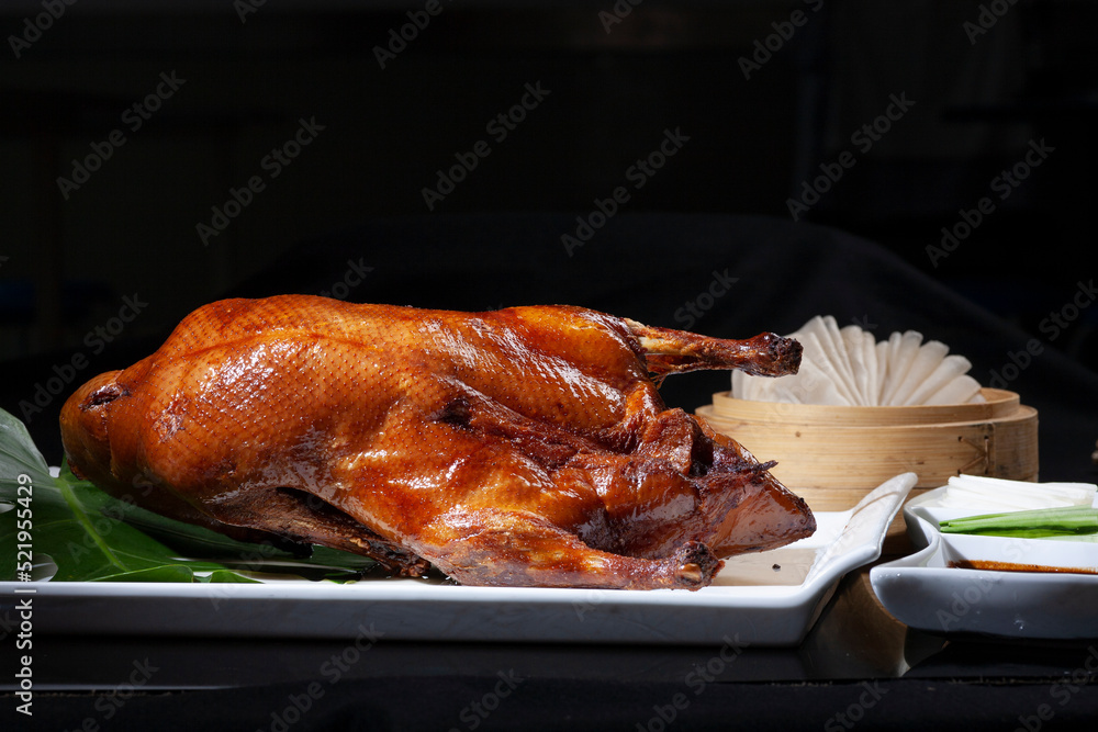 Famous food in Beijing, China, Peking duck, duck roasted with fruit ...