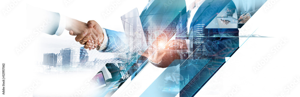 Business creative deal and marketing network of teamwork, Global ...