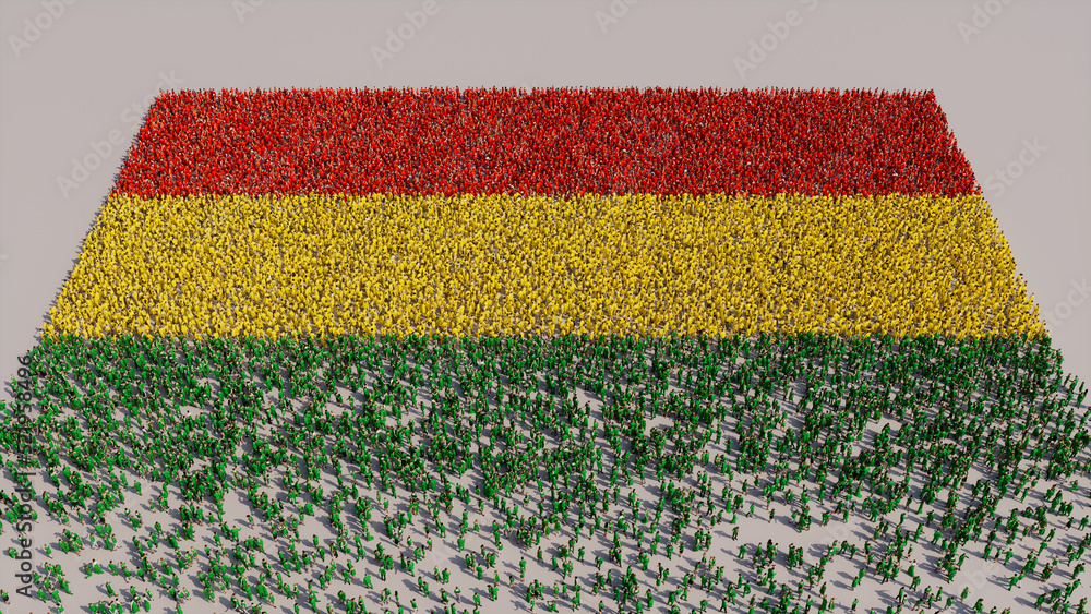 Aerial view of a Crowd of People, coming together to form the Flag of ...