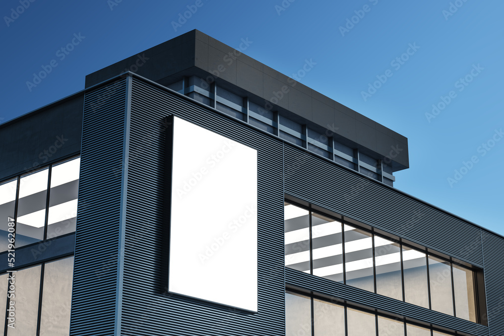 Contemporary building exterior with empty white mock up poster ...