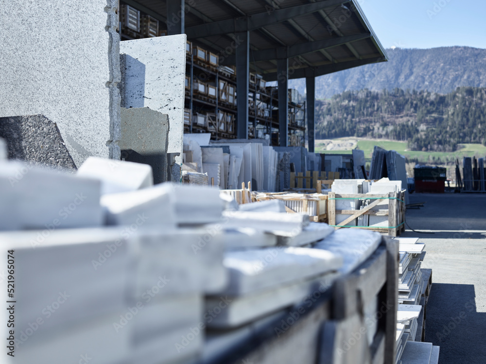 Natural stone slabs stacked at industry Stock Photo | Adobe Stock