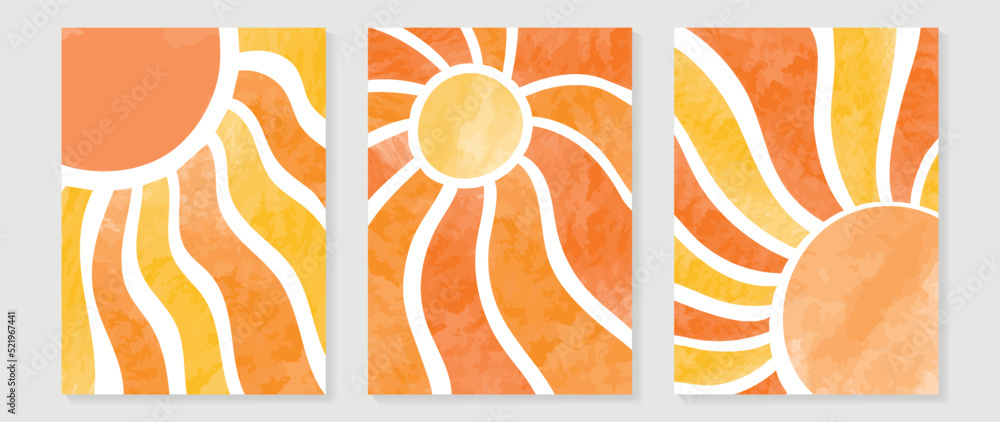 Set of abstract wall art vector background. Wall decor design with ...