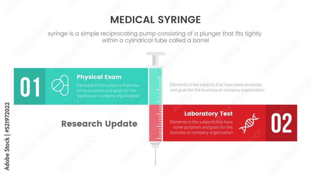 comparison 2 vaccine medical syringe infographic concept for slide ...