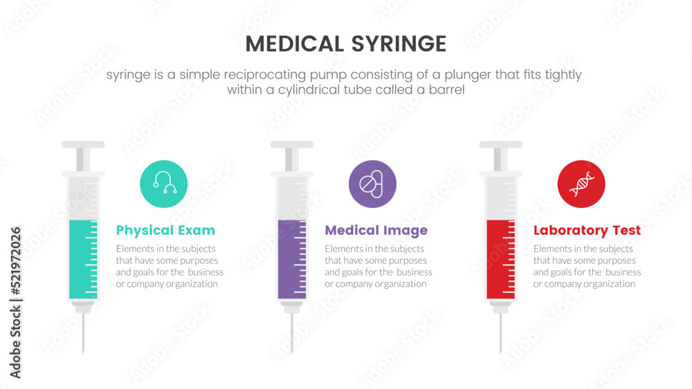 comparison 3 vaccine medical syringe infographic concept for slide ...
