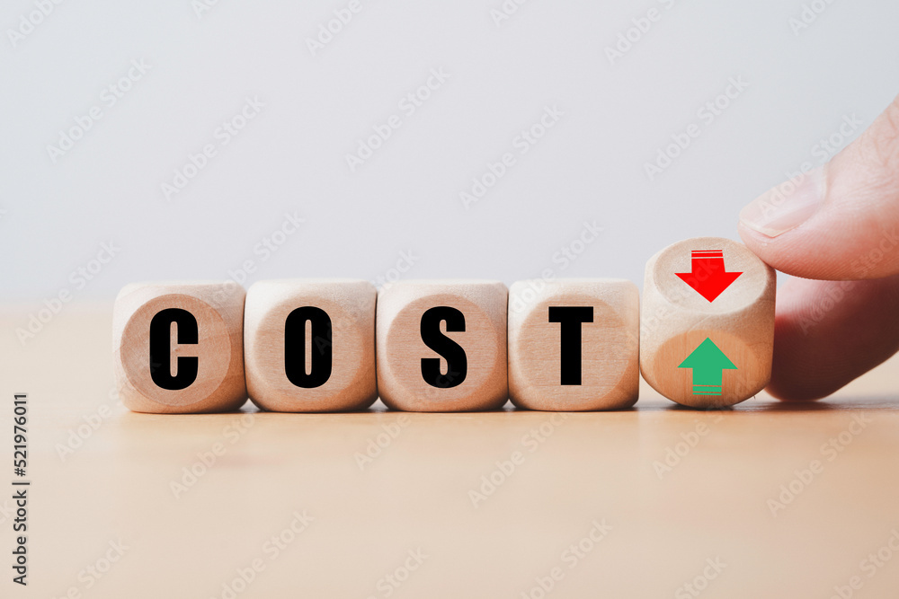 Hand flipping between green up arrow and red down arrow with cost ...