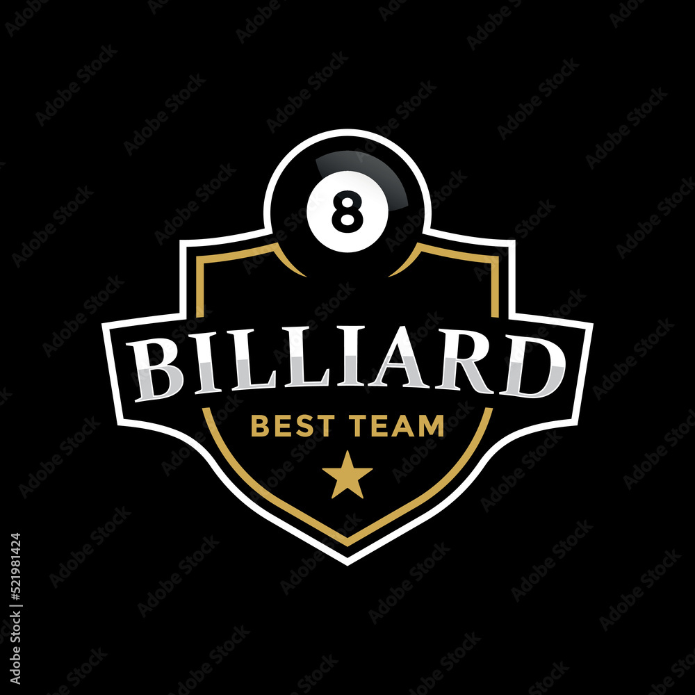 Billiards logo icon design, sports badge template illustration. Stock ...