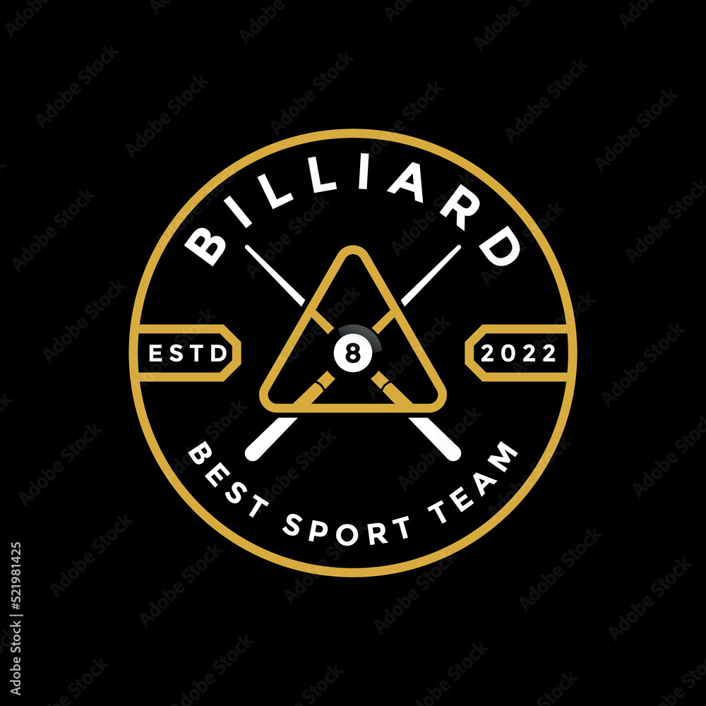 Billiards logo icon design, sports badge template illustration. Stock ...