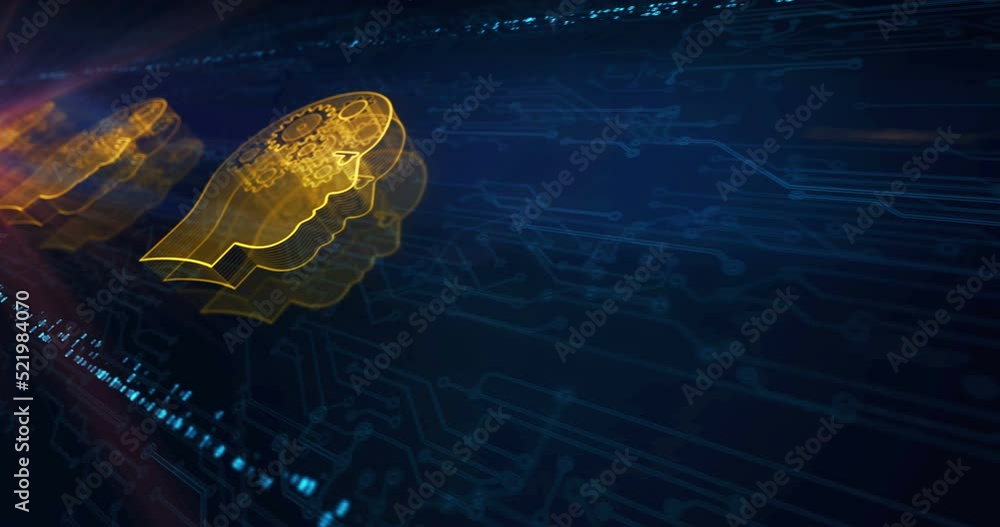 Artificial intelligence technology AI and deep learning hologram symbol ...