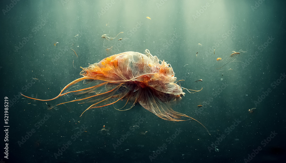 Hermit crab in deep undersea background. Marine life and animal concept ...