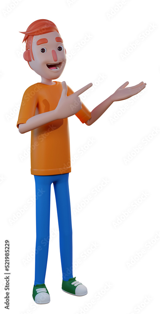 3D illustration boy pointing sideways happily Transparent PNG Stock ...