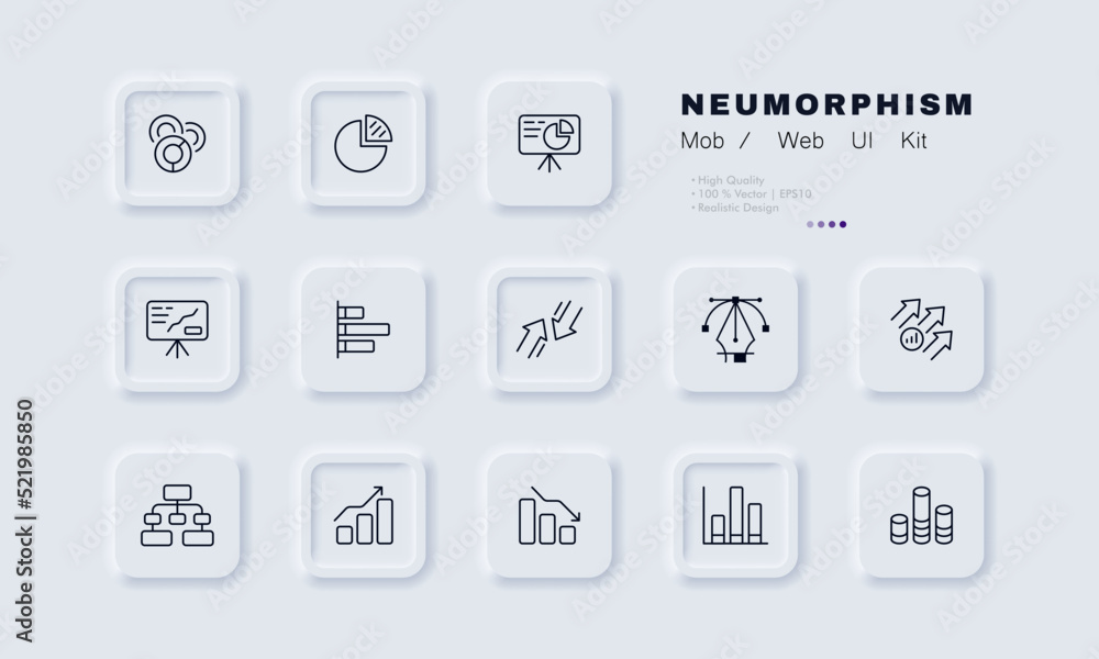 Statistical charts set icon. Diagram, pie, bar, donut, flipchart ...