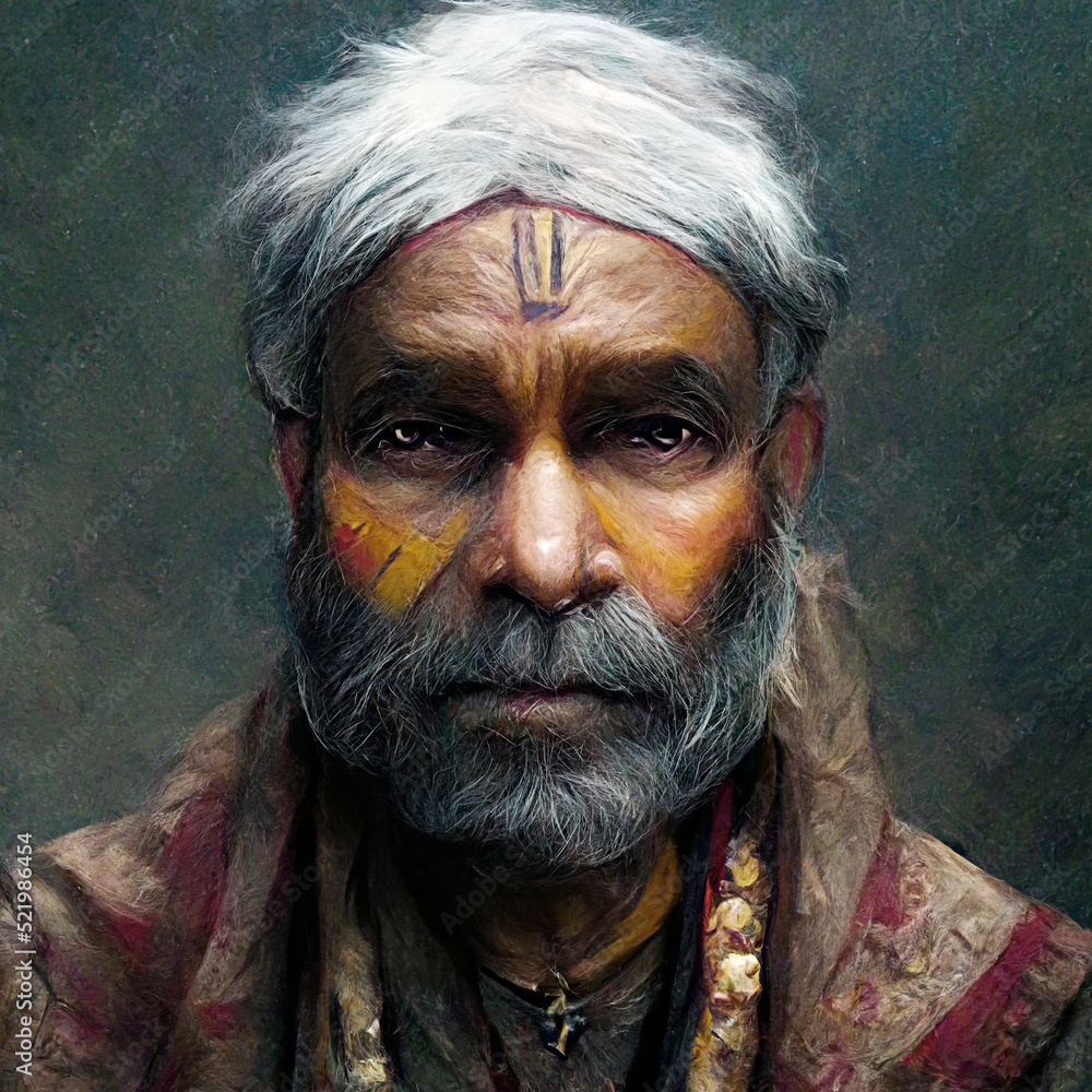mature Indian man in traditional cloth Stock Illustration | Adobe Stock