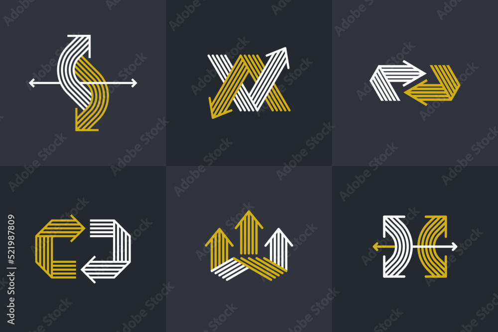 Arrow vector original logos set isolated, pictogram symbol of double ...