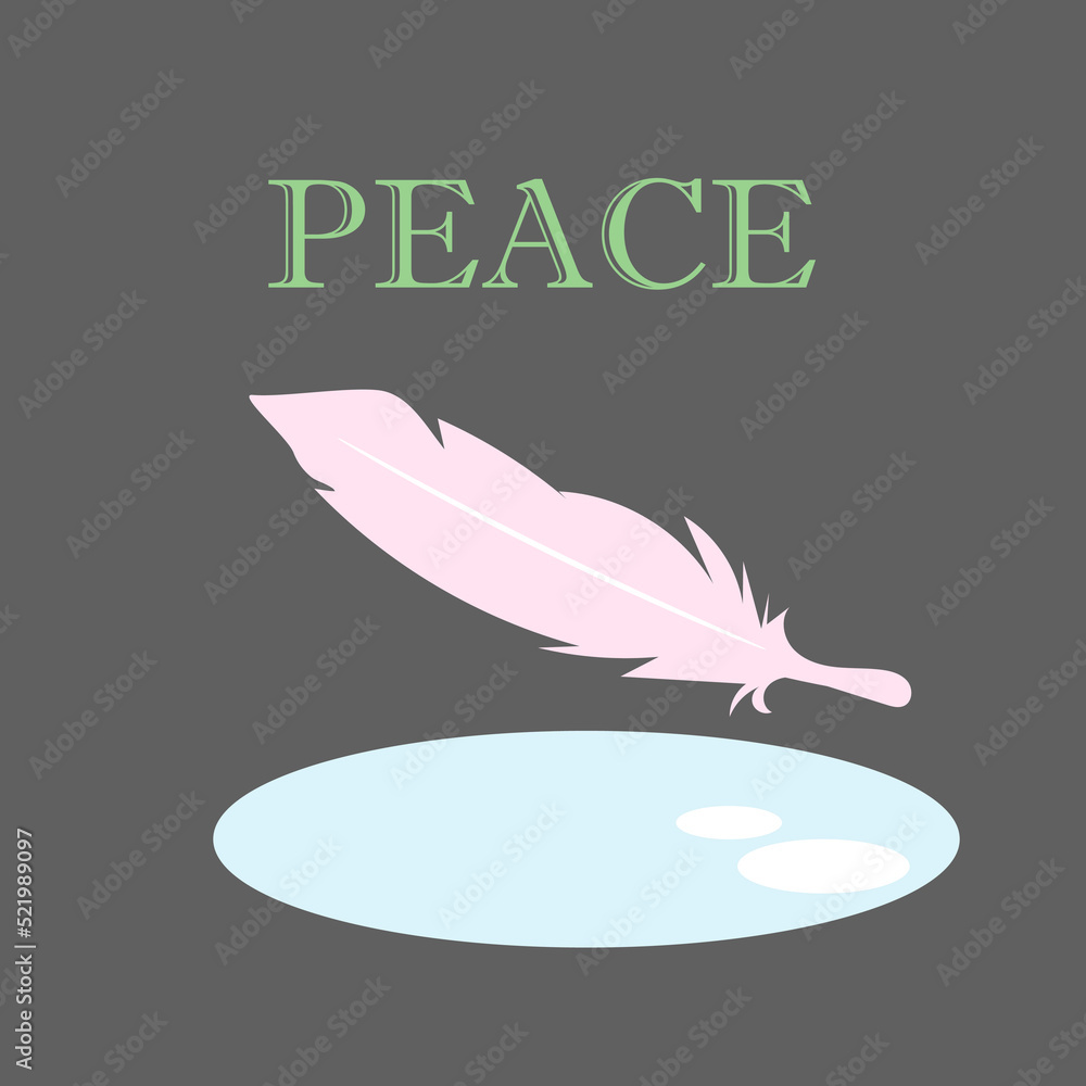 PEACE POSTER WITH FEATHER AND A WATER DROP ILLUSTRATION VECTOR FILE ...