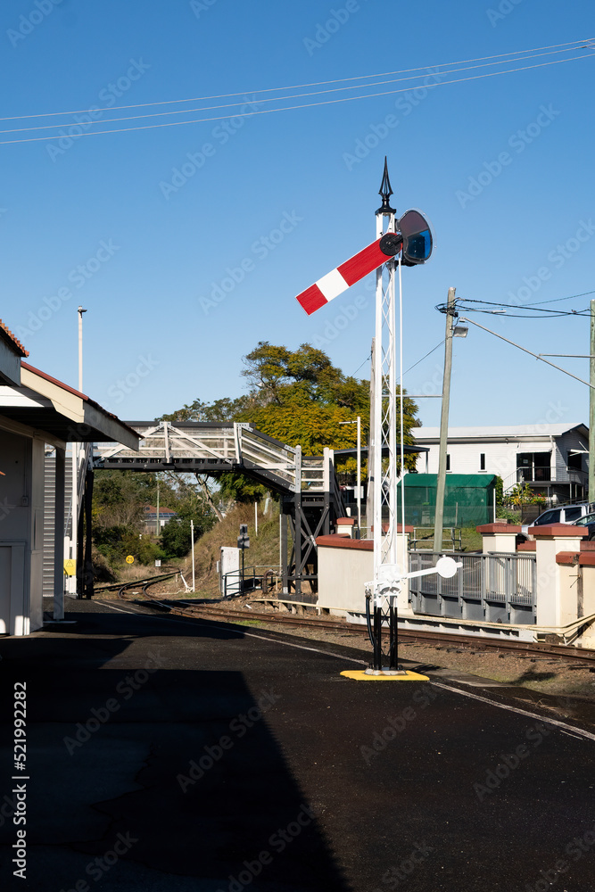 Old fashioned vintage railway signals from the steam train era at the ...