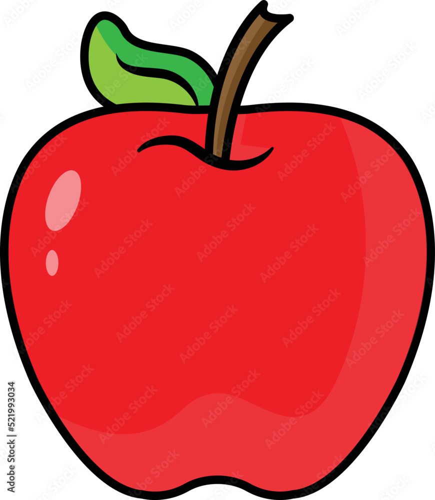 Apple flat vector illustration image or clipart. Stock Vector | Adobe Stock