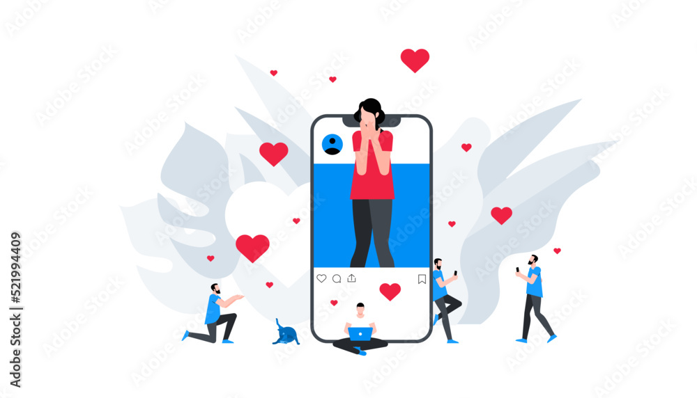 Social network like concept. Reaction on social media post. Animation ...